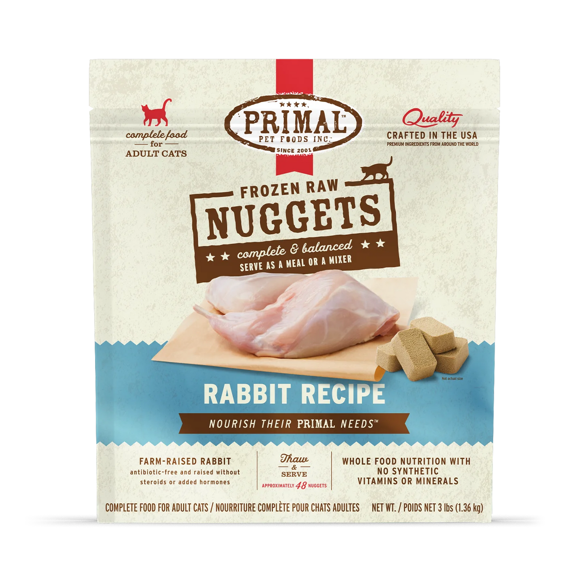 Primal Frozen Raw Nuggets Cat Food Rabbit Recipe – Paws on Chicon