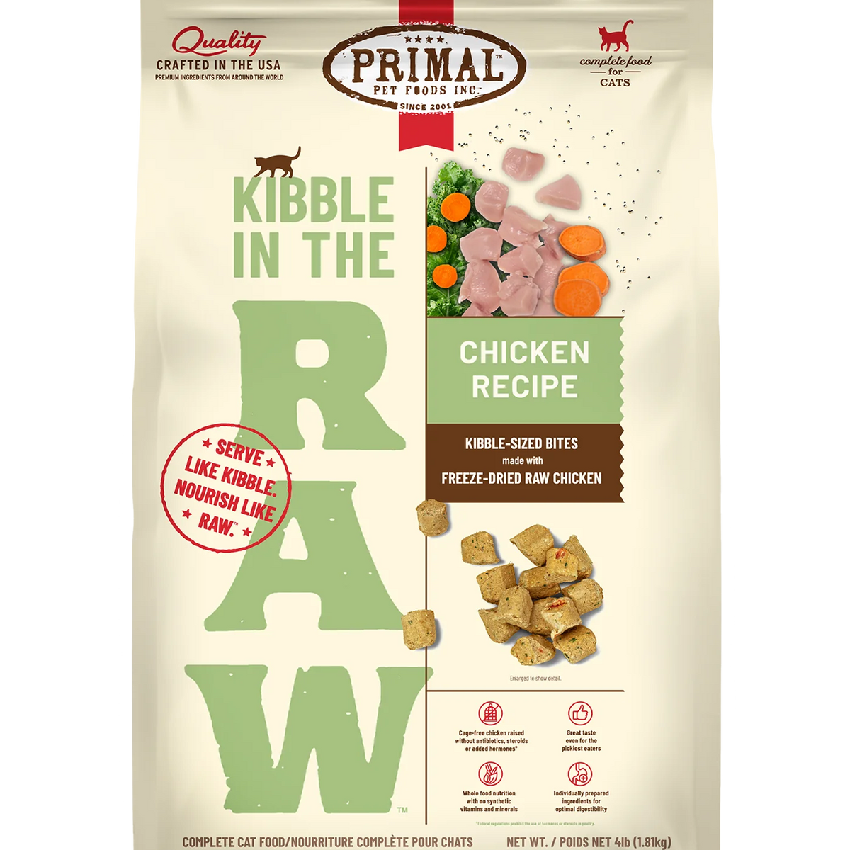 Primal Kibble in the Raw Chicken Recipe Cat Food – Paws on Chicon