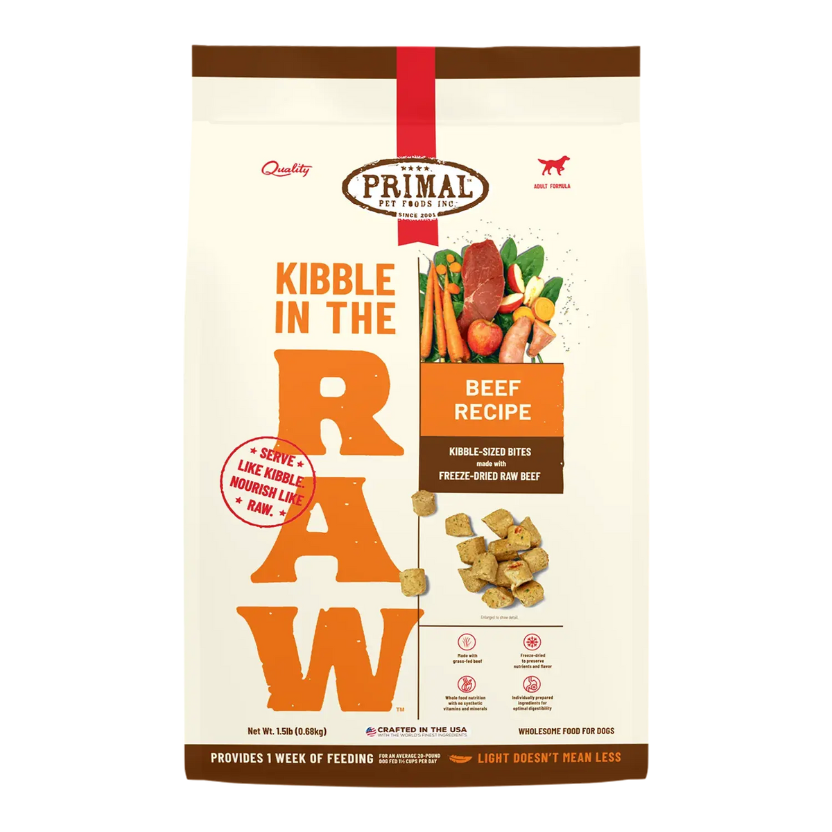 Primal Kibble in the Raw Dog Food Beef Recipe – Paws on Chicon